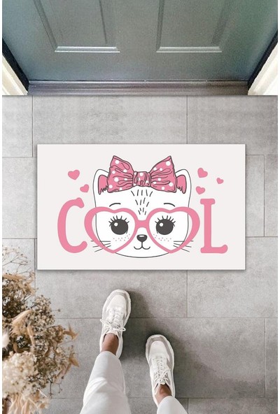 Gök Yaprak Dijital Baskı Beyaz Cool Pembe Gözlüklü Fiyonklu Kedi Dekoratif Kapı Paspası PS1321 Gök Yaprak Dijital Baskı Beyaz Cool Pembe Gözlüklü Fiyonklu Kedi Dekoratif Kapı Paspası PS1321