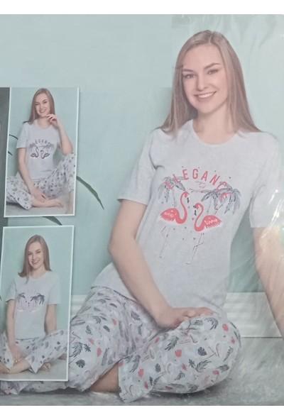 Thulia Elegance Gri Yarım Kollu Pijama Takımı Thulia Elegance Gri Yarım Kollu Pijama Takımı
