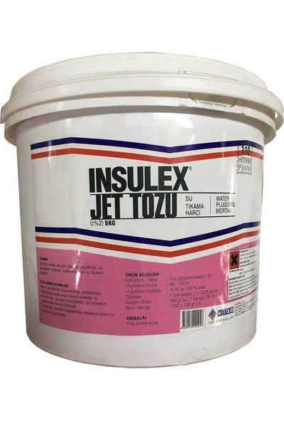 OKÇU KARDEŞLER YAPI MARKET Insulex Hızlı Priz Alan Su Tıkama Harcı Jet Tozu 5 kg OKÇU KARDEŞLER YAPI MARKET Insulex Hızlı Priz Alan Su Tıkama Harcı Jet Tozu 5 kg