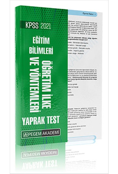 Pegem Akademi Yayıncılık 2021 KPSS Eğitim Bilimleri Öğretim Ilke ve Yöntemleri Yaprak Test Pegem Akademi Yayıncılık 2021 KPSS Eğitim Bilimleri Öğretim Ilke ve Yöntemleri Yaprak Test