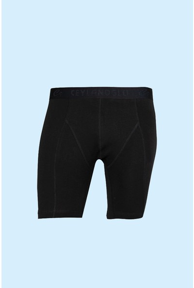 3lü Uzun Siyah Erkek Likralı Boxer