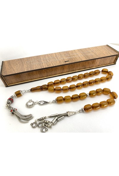 Pile Medya 21'li Efe Tesbih ve Zaza Sıkma Kehribar 2'li Set Alpaga Püskül