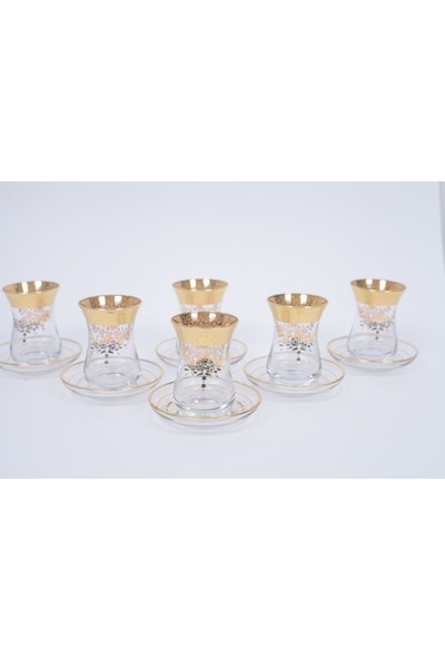 Abka Altın Işlemeli Desenli Çay Bardağı Seti 6'lı