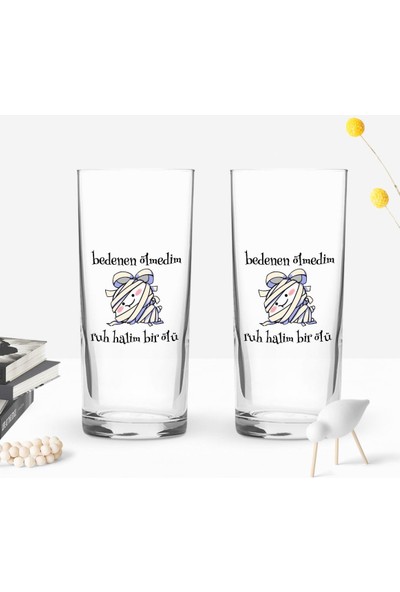 Bk Gift Renkli Baskılı Ruh Halim Bir Ölü Tasarımlı Ikili Rakı Bardağı Seti-1 Bk Gift Renkli Baskılı Ruh Halim Bir Ölü Tasarımlı Ikili Rakı Bardağı Seti-1