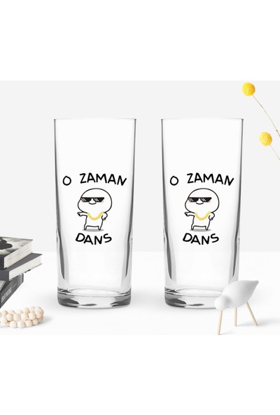 Bk Gift Renkli Baskılı O Zaman Dans Tasarımlı Ikili Rakı Bardağı Seti-1
