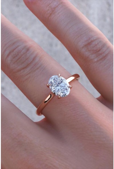 Crystal Diamond Zirconia Labaratuvar Pırlantası 1 Carat Oval Tektaş Yüzük Crystal Diamond Zirconia Labaratuvar Pırlantası 1 Carat Oval Tektaş Yüzük