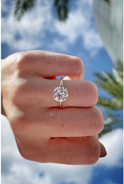 Crystal Diamond Zirconia Laboratuvar Pırlantası 2 Carat Tektaş Yüzük Crystal Diamond Zirconia Laboratuvar Pırlantası 2 Carat Tektaş Yüzük