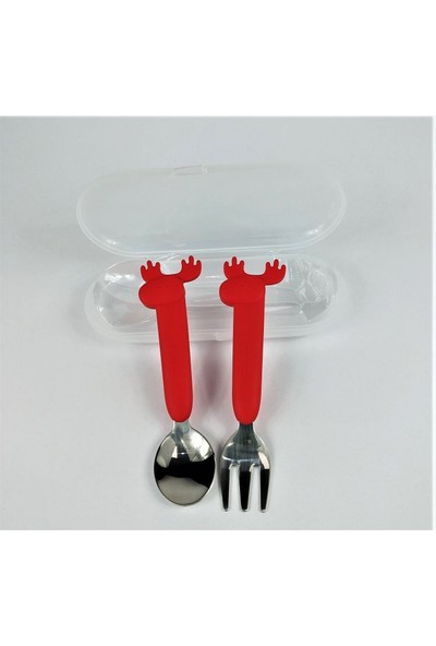 Rovco Bebek Çatal ve Kaşık Takımı C2008 Kırmızı