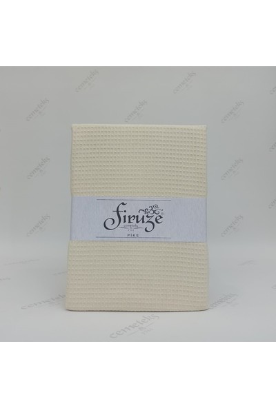 Firuze Krem Pamuklu 160X230 cm Tek Kişilik Saçaksız Petek Pike