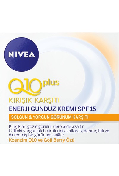 Nivea Q10 Enerji Gündüz Bakım Kremi SPF15 50 ml Nivea Q10 Enerji Gündüz Bakım Kremi SPF15 50 ml