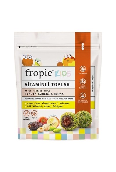 Fropie Çocuklar Için Vitaminli Toplar Fındık Ezmesi & Hurma 2 Paket Fropie Çocuklar Için Vitaminli Toplar Fındık Ezmesi & Hurma 2 Paket