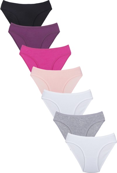 HumaOne 7'li Karma Kadın Bikini Külot Siyah Gri Beyaz Mor Fuşya Gri Pembe Bk1-A3 HumaOne 7'li Karma Kadın Bikini Külot Siyah Gri Beyaz Mor Fuşya Gri Pembe Bk1-A3