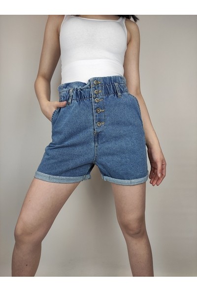 Jean Yuksek Bel 5 Dugme Duble Pantolon