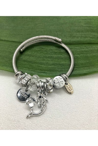 Saccuro Charmlı Pandora Balık Detaylı Kristal Taşlı Çelik Bileklik Saccuro Charmlı Pandora Balık Detaylı Kristal Taşlı Çelik Bileklik
