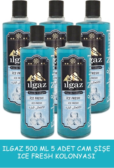 5'li Özel Seri Cam Ice Fresh Kolonya 500ML Kalıcı Ferahlatıcı Eau De Cologne Buz Ferahlığı Kolonyası