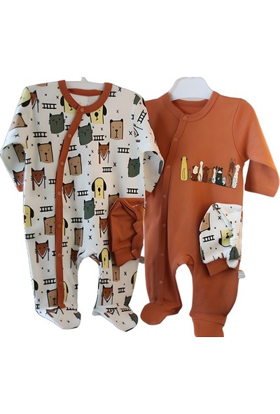 Minisse Köpek Baskılı Ikili Tulum Iki Şapka