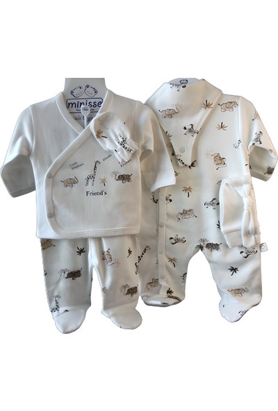 Fil Baskılı Ikili Tulum Iki Şapka Penye