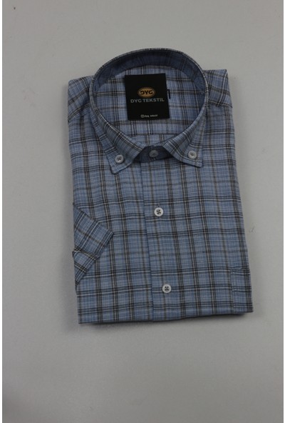 Dyg Erkek Mavi Kareli Tek Cep Regular Fit Kısa Kol Gömlek Dyg Erkek Mavi Kareli Tek Cep Regular Fit Kısa Kol Gömlek
