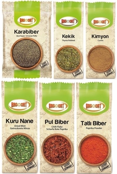 Bağdat Baharat Yemeklik Baharat Seti 6lı Set Bağdat Baharat Yemeklik Baharat Seti 6lı Set