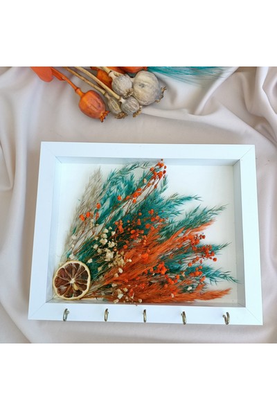 Kuru Çiçek Dekoratif Anahtar Askısı-Anahtarlık Pano