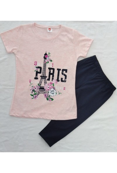 Aybeyce Parıs Baskılı 9-12 Yaş Kız Çocuk Tshirt-Tayt Takım