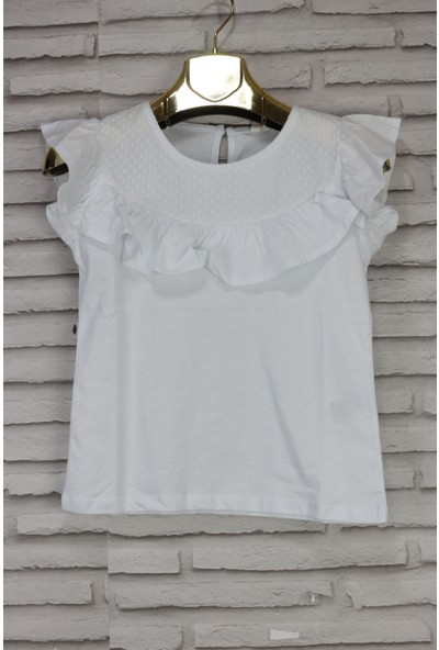 Dyg Kız Çocuk Beyaz Modelli Kısa Kol Gömlek Dyg Kız Çocuk Beyaz Modelli Kısa Kol Gömlek
