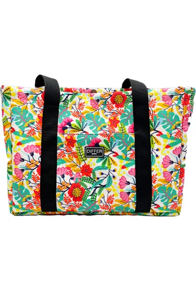Differ Studio Çiçek Desenli Su Geçirmez Siyah Iç Çantalı Plaj/kol/omuz/spor Çantası Differ Studio Çiçek Desenli Su Geçirmez Siyah Iç Çantalı Plaj/kol/omuz/spor Çantası