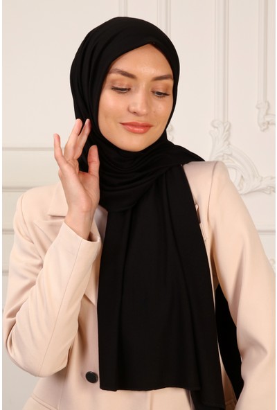 Ada Sanatsal Klasik Penye Şal Lycralı Siyah