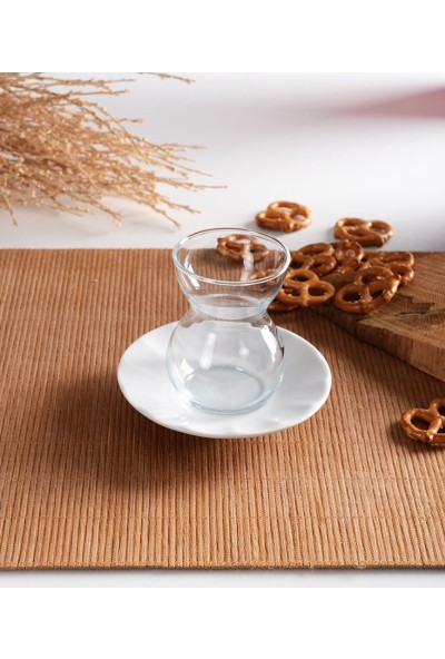 Paşabahçe 6 Kişilik Dantel Porselen Tabaklı Çay Takımı 950051