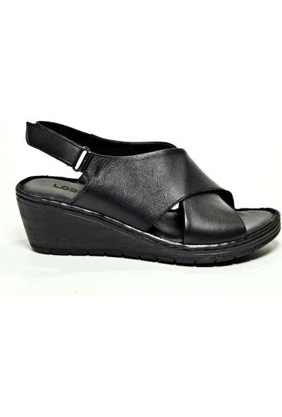 Lobeno 22D-11 Hakiki Deri Yumuşak Dolgu Taban Kadın Sandalet