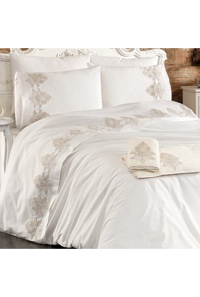 8 Parça Dantelli %100 Pamuk Nevresim Takımı (2 Adet Yüz Havlusu Hediyelidir)