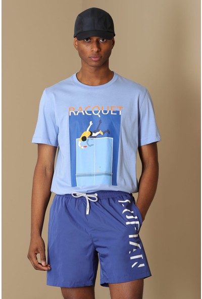 Lufian Fenza Modern Grafik T- Shirt Lacivert