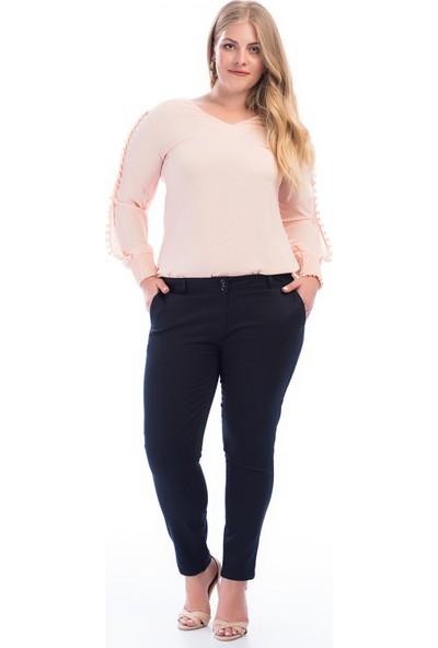 Bayan Keten Pantolon Lacivert 49116 Bayan Keten Pantolon Lacivert 49116