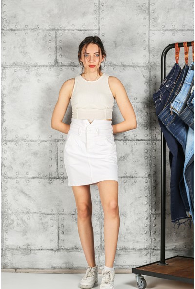 DeepStar Beyaz Denim Etek DeepStar Beyaz Denim Etek