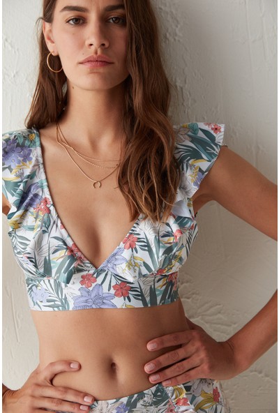 Penti Çok Renkli Dream Garden Deep Frill Bikini Üstü Penti Çok Renkli Dream Garden Deep Frill Bikini Üstü