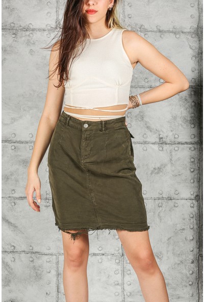 DeepStar Haki Denim Etek