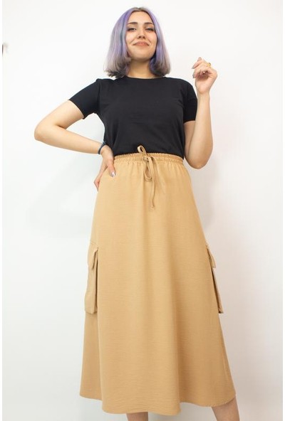 Kadın Kargo Cep Etek Ten Rengi Kadın Kargo Cep Etek Ten Rengi