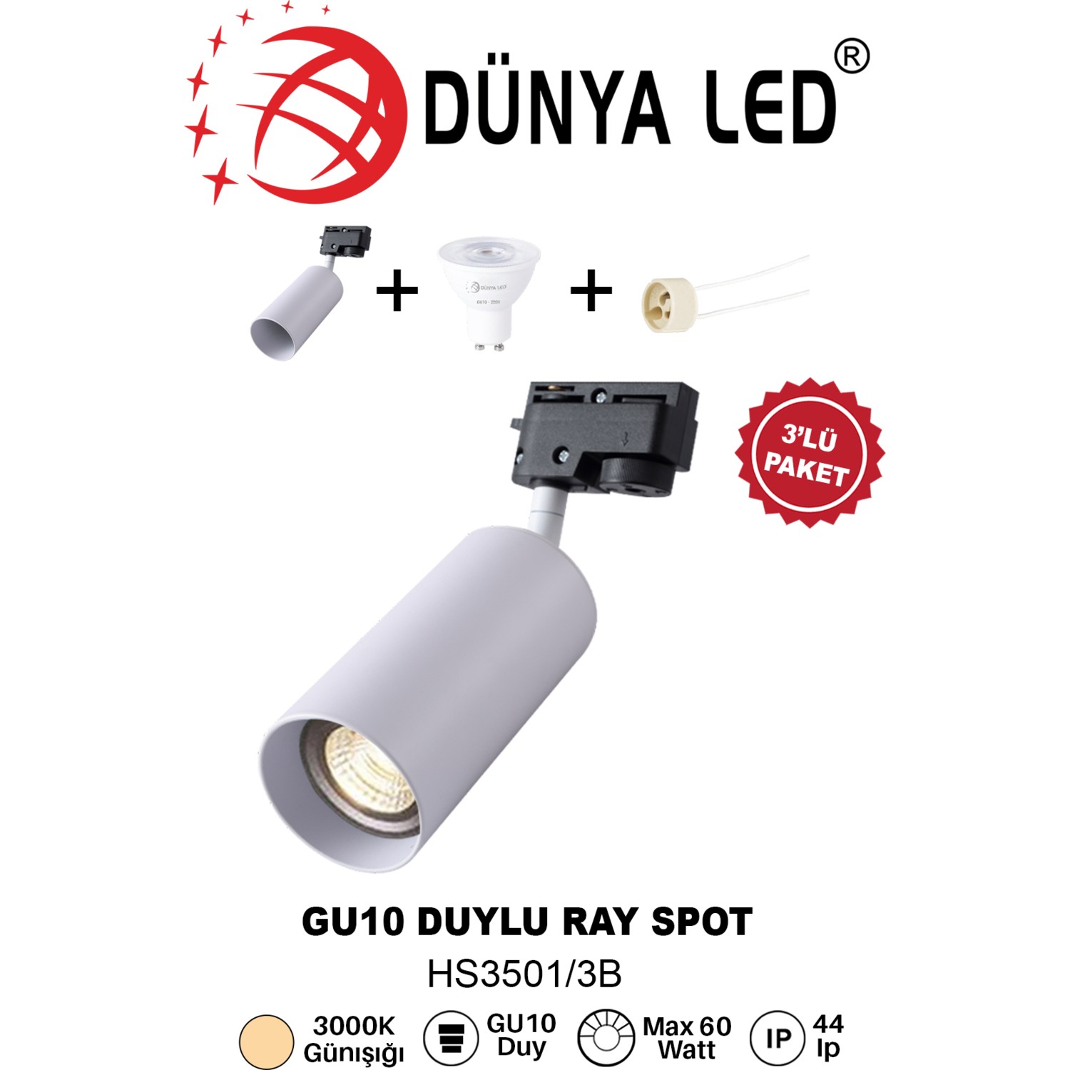 D nya Led HS 3501 3B 3000K G n GU10 Duylu Beyaz Ray Fiyat d-nya-led-hs-3501-3b-3000k-g-n-gu10-duylu-beyaz-ray-fiyat