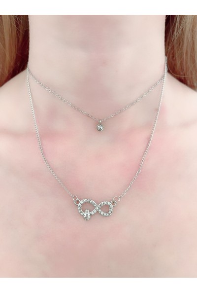 Hediyelikler Shop Gümüş Renk Sonsuzluk ve Uğur Böceği Figürlü Kolye Hediyelikler Shop Gümüş Renk Sonsuzluk ve Uğur Böceği Figürlü Kolye