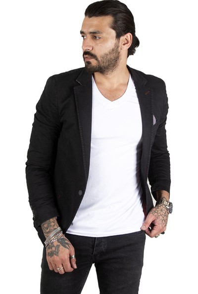 Deepsea Siyah Kendinden İplik Örgü Desenli Tek Düğme-Tek Yırtmaç Blazer Erkek Ceket 1801832 Deepsea Siyah Kendinden İplik Örgü Desenli Tek Düğme-Tek Yırtmaç Blazer Erkek Ceket 1801832
