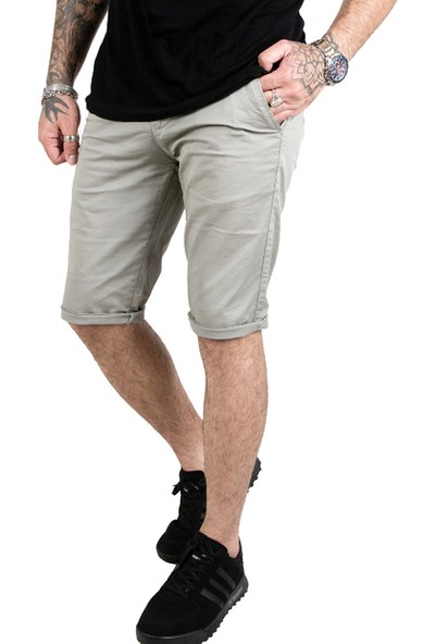 Deepsea Gri Fermuarlı Keten Kapri 2100482