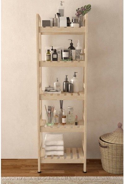 Mira Ahşap 5 Katlı Banyo Dolabı Banyo Rafı 144X45X30 cm Mira Ahşap 5 Katlı Banyo Dolabı Banyo Rafı 144X45X30 cm