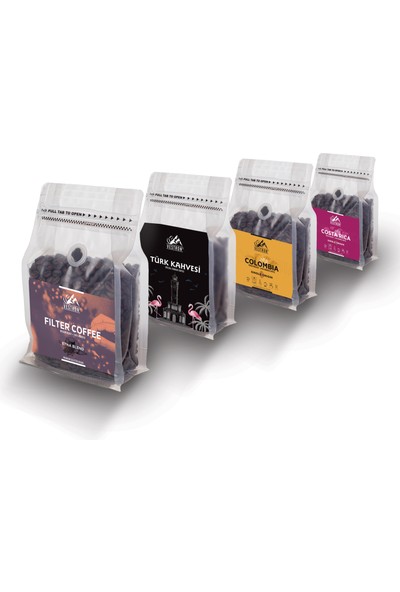 Vestron Fantastik Dörtlü Kahve Seti Etna Blend, Türk Kahvesi, Colombia, Costa Rica V44A 4 x 200 gr