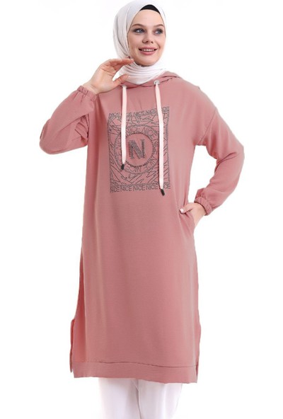 Modamiks Kapüşonlu Cep Detaylı Aerobin Tunik - Gül Kurusu Modamiks Kapüşonlu Cep Detaylı Aerobin Tunik - Gül Kurusu