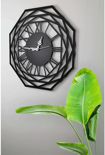 Iç Içe Sekizgen Model Dekor Kaliteli Metal Duvar Saati 45 cm Iç Içe Sekizgen Model Dekor Kaliteli Metal Duvar Saati 45 cm