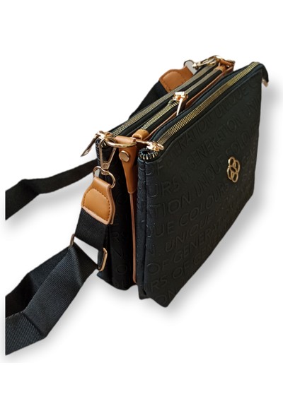 Çok Bölmeli Kabartmalı Kadın Omuz Çantası