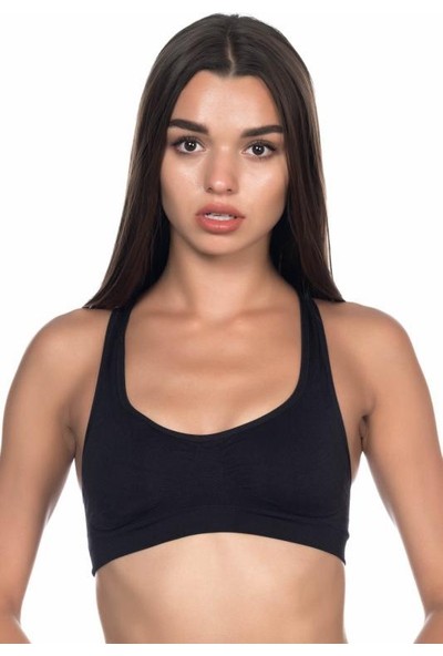 Kadın Kalın Askılı Pedli Büstiyer Siyah