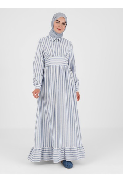 Tavin Yarım Düğmeli Elbise - Indigo - Tavin Tavin Yarım Düğmeli Elbise - Indigo - Tavin