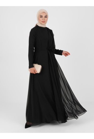 Tavin Dantel Detaylı Abiye Elbise - Siyah - Tavin Tavin Dantel Detaylı Abiye Elbise - Siyah - Tavin