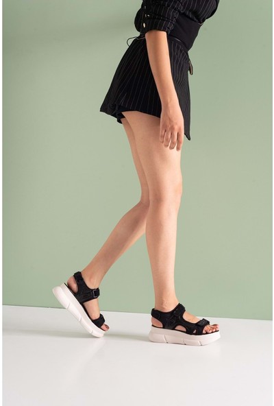 Sms 4940 Yüksek Taban Cırtlı Kadın Sandalet